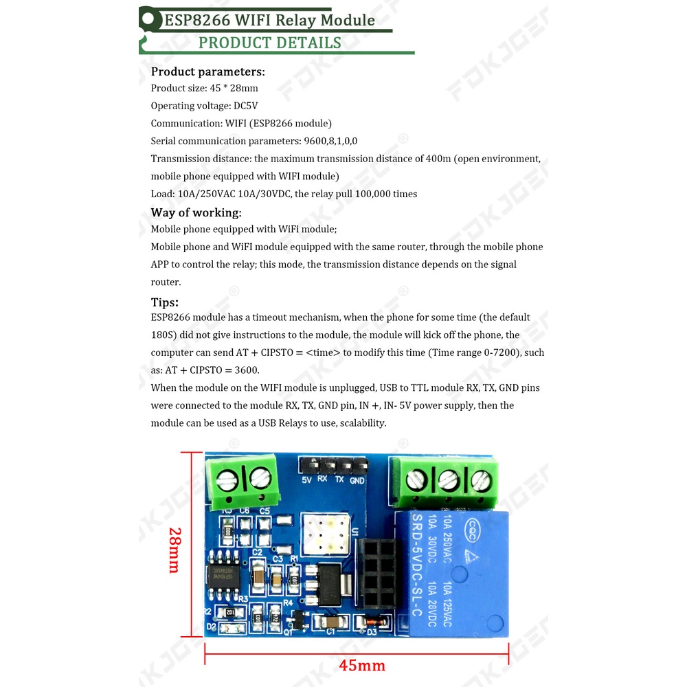 ESP8266 ESP-01 ESP-01S 5V WIFI Relay Module DHT11 Temperature Humidity ...