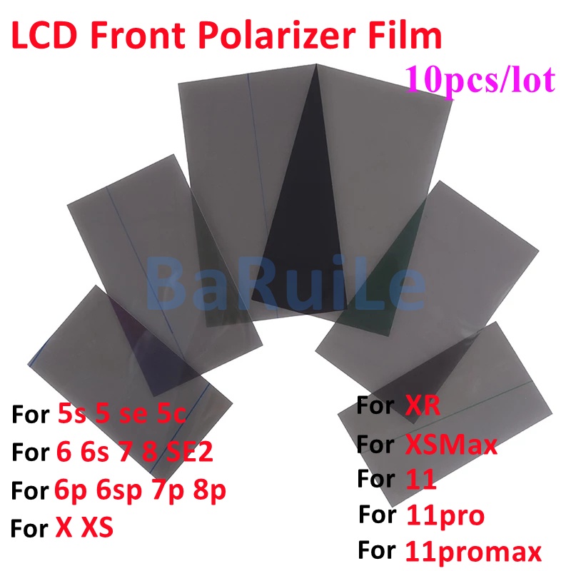 10pcs LCD Polarizer Film for Phone 6s 6 7 8 Plus 5S X XR XS 11 12 13 ...