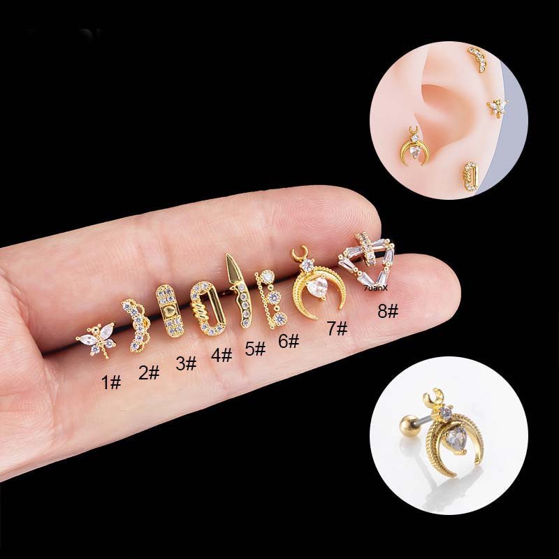 1 Piece Dragonfly Pin Shape Cartilage Tragus Earring Stud Helix Pinna ...