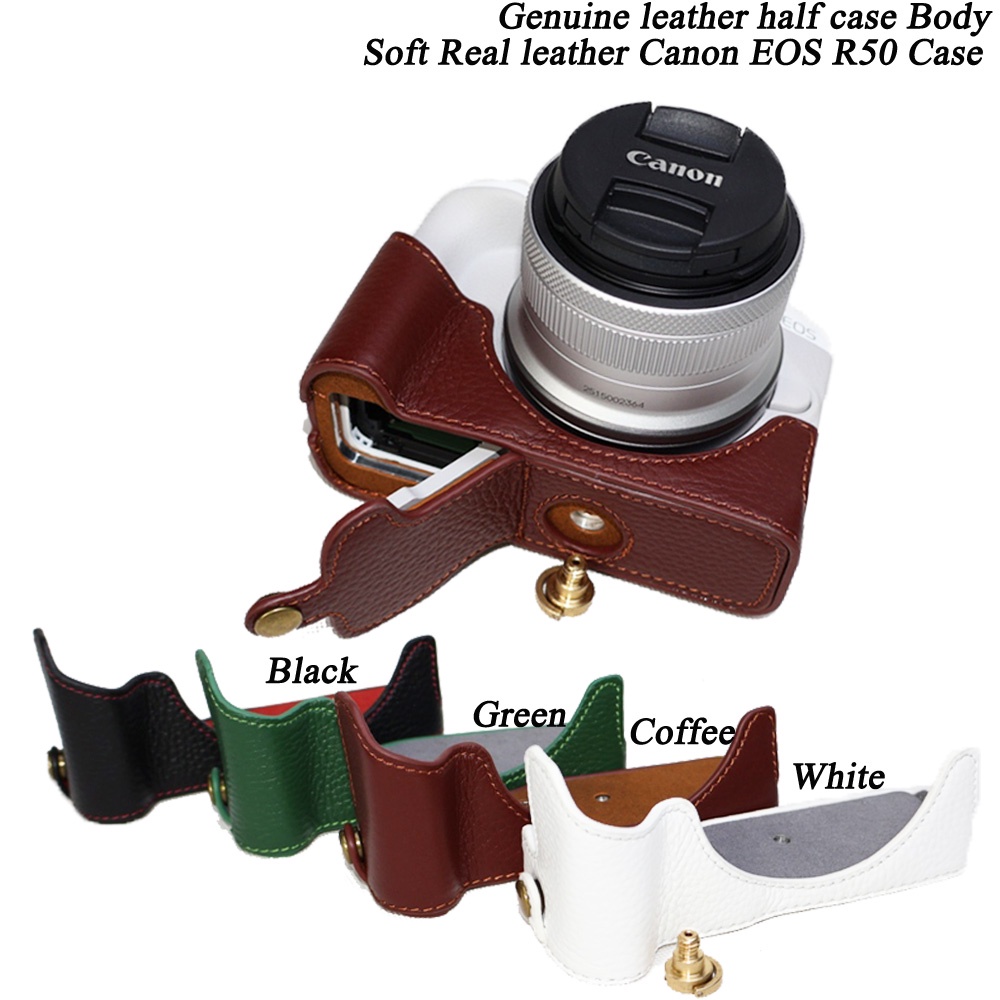 Genuine leather Canon R50 Camera Case Half Boday For Canon EOS R50 R8 ...