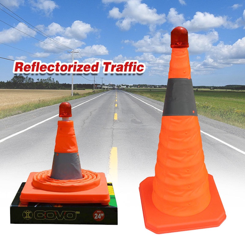 48cm Reflectorized Traffic Cone With LED Road Traffic Warning Safety ...