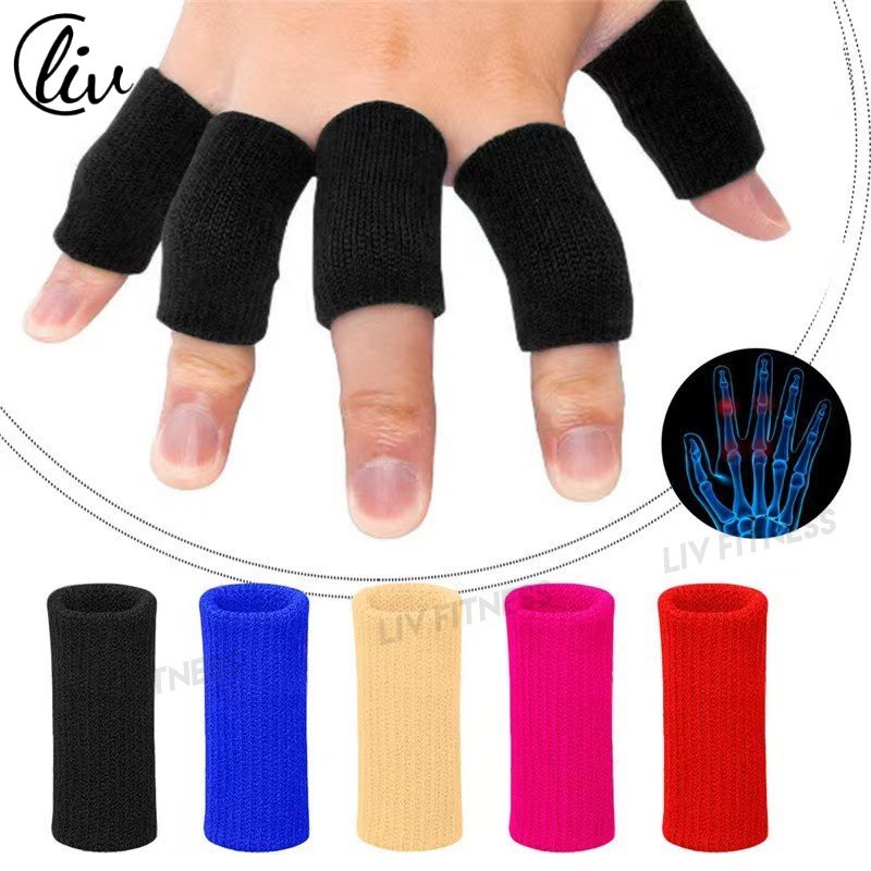 10 PCs Elastic Finger Sleeves Sport Support Brace Thumb Protector For ...
