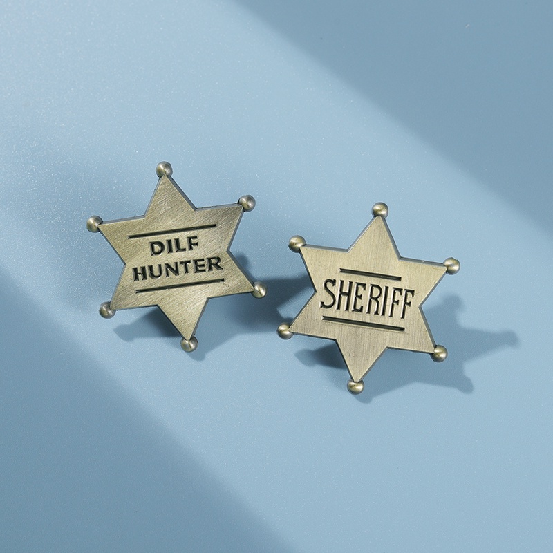 Dilf Hunter Enamel Pin Star Badge Retro Sheriff Brooches Lapel Brooch ...
