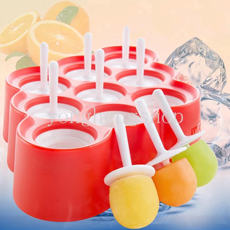 9-Cavity Silicone Popsicle Mold with Sticks DIY Mini Ice Pop Molds ...