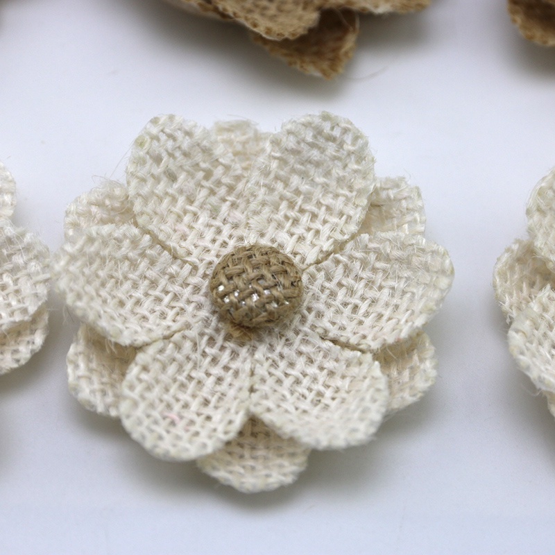 (10 Pieces/bag) Burlap Small Flower Pure Handmade Decoration Clothing ...