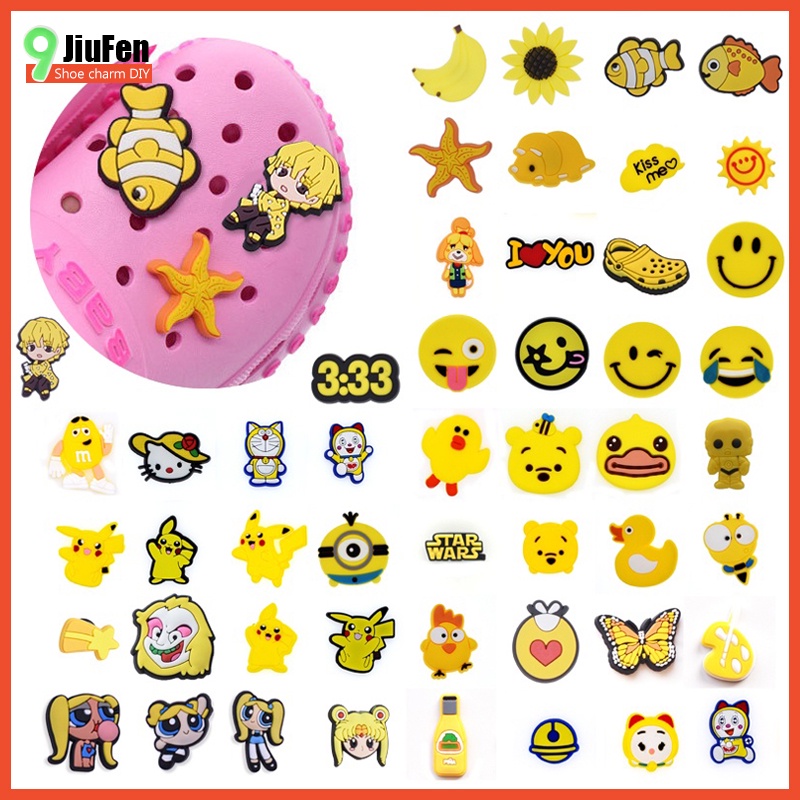 Croc Jibbit Yellow Croc Buckle Cartoon Cute Little Girl Fish Pattern ...
