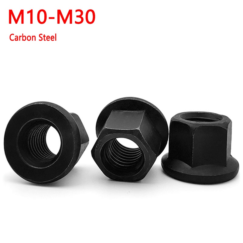 4.8 Carbon Steel Black Flange Lock Nut Hex Hexagon Nut M10 M12 M14 M16 ...