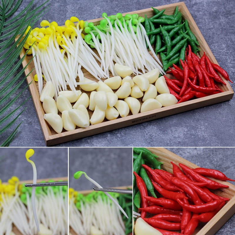 5 Styles Artificial Fake Bean Sprouts Lifelike Chili Realistic Garlic ...