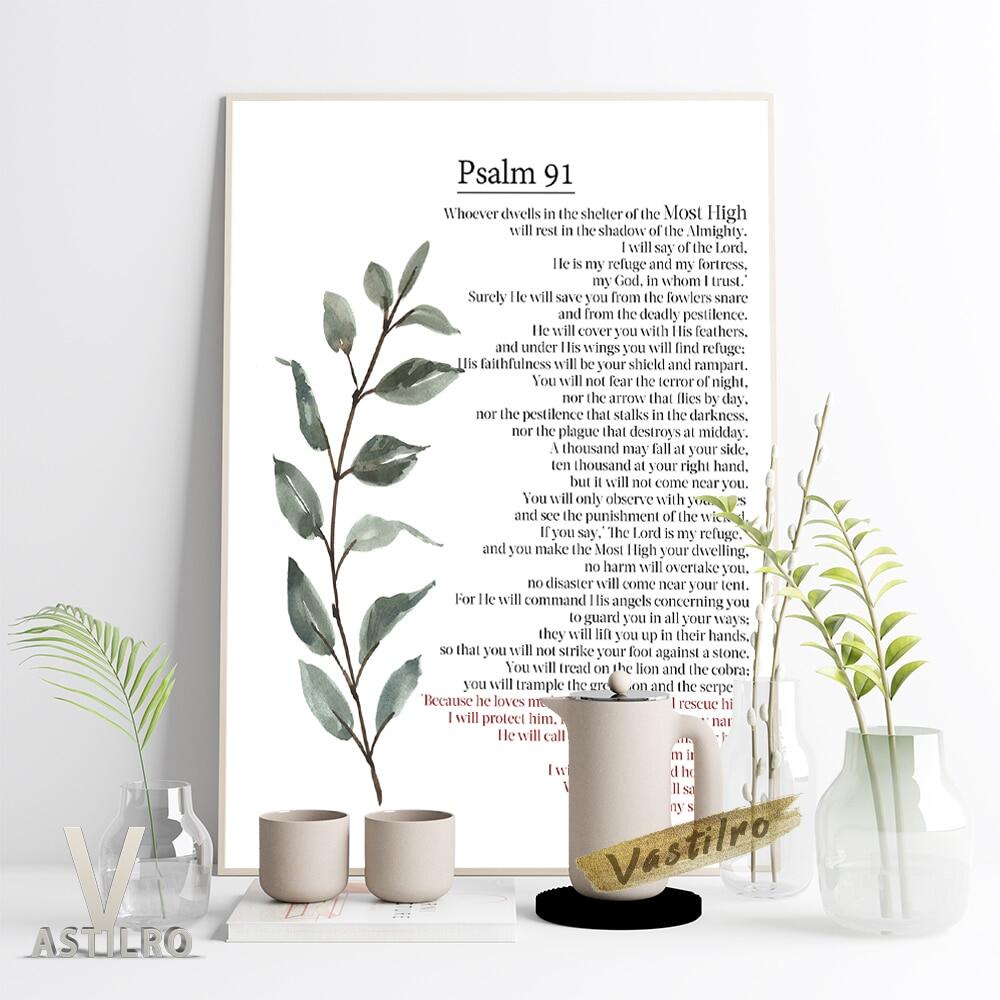 Psalm He Who Dwells In The Secret Place Bible Verse Greenery Sign ...