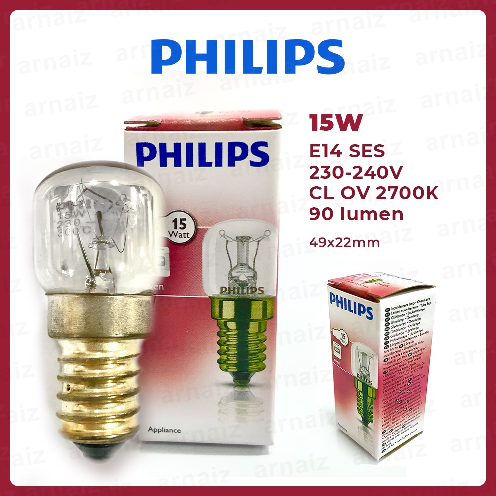 Philips Specialty Oven Bulb 15W 230/240V E14 SES Clear Incandescent ...