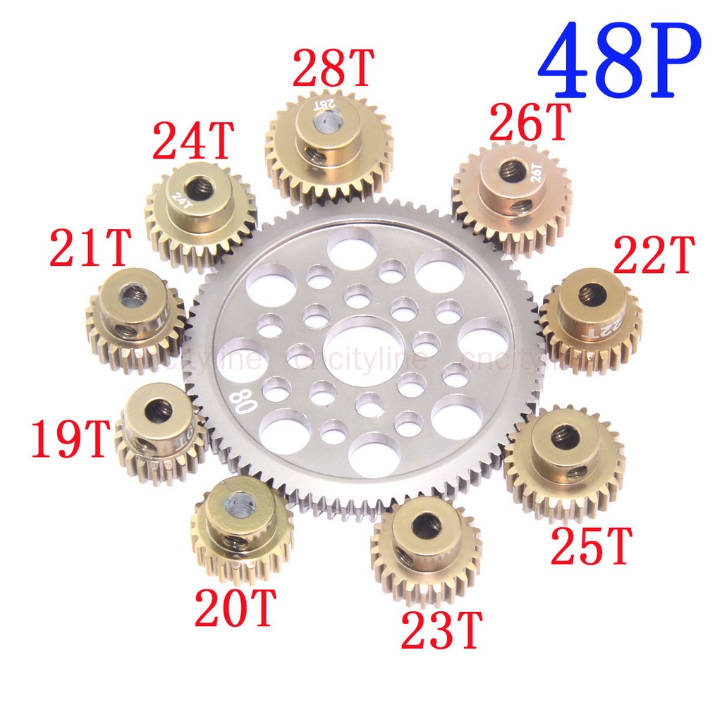 Universal Aluminum 48P Spur Gear 92T 85T 80T Pinion Motor Gears 19T 20T ...