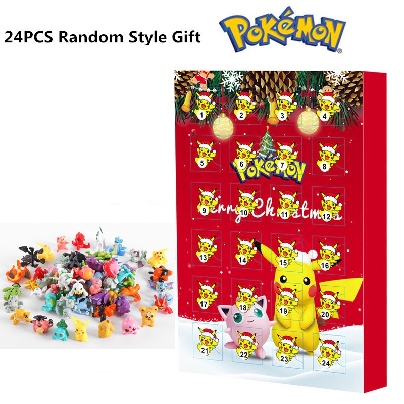 Christmas Pokemon 24 PCS Figure 2022 Advent Calendar 3 Colors Box ...