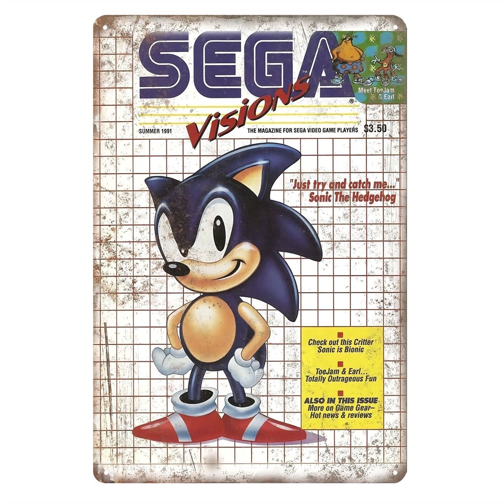 Metal Poster Retro Vintage Sign Video Game Sega Sonic Mega Drive ...
