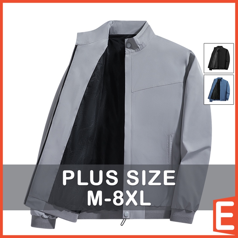 [M-8XL] Plus Size Jacket Men Korean Long Sleeve Pocket Black Blue Grey ...