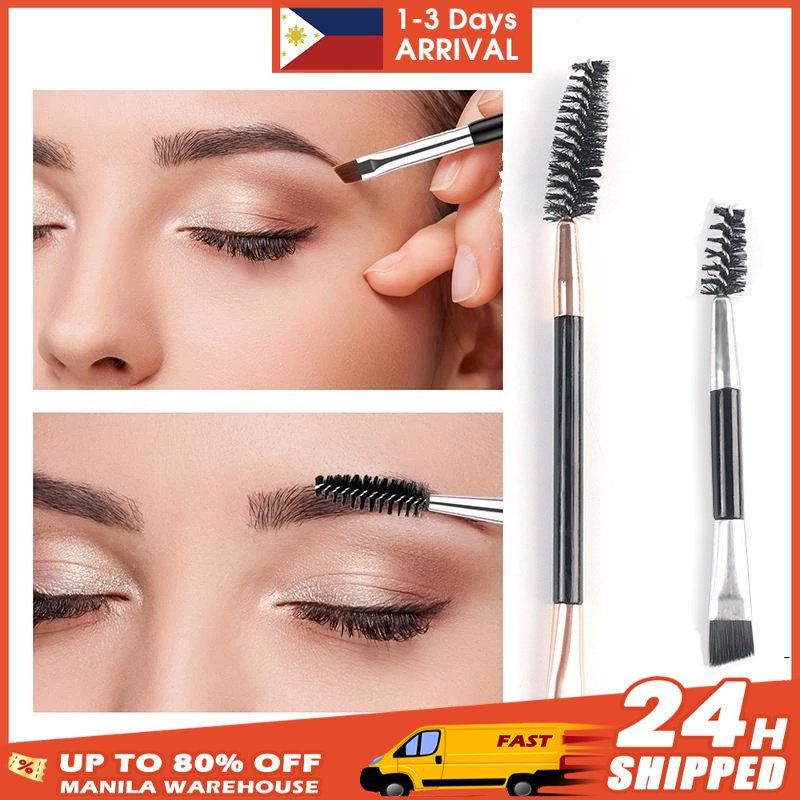 Eyebrow Brush Eyelash Comb Dual Ended Angled Spoolie Brush 2 In 1 Lash ...
