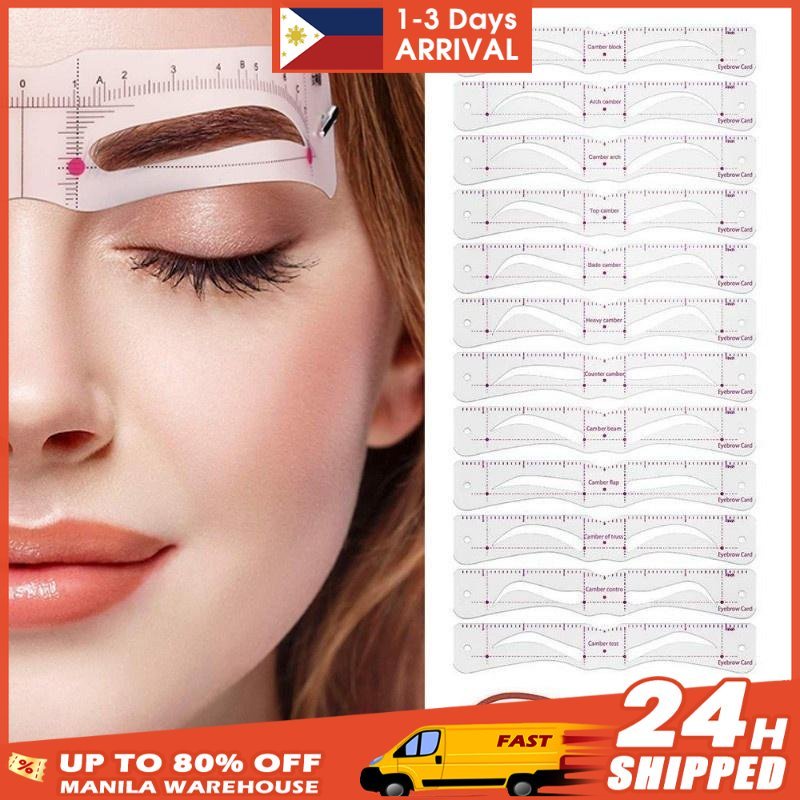 12pcs Fixable Eyebrow Template Sticker Reusable Eyebrow Stencil Drawing ...