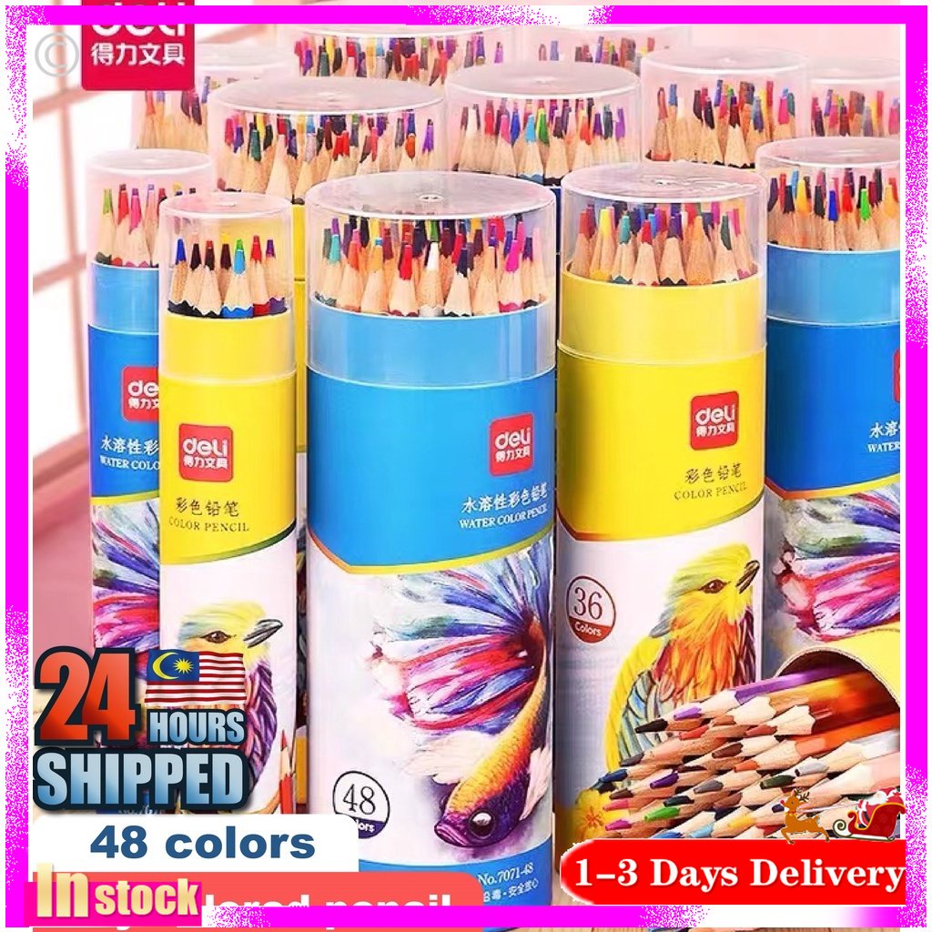 Deli Colored Pencils 48 Colors Erasable Color Pen Set for Coloring ...