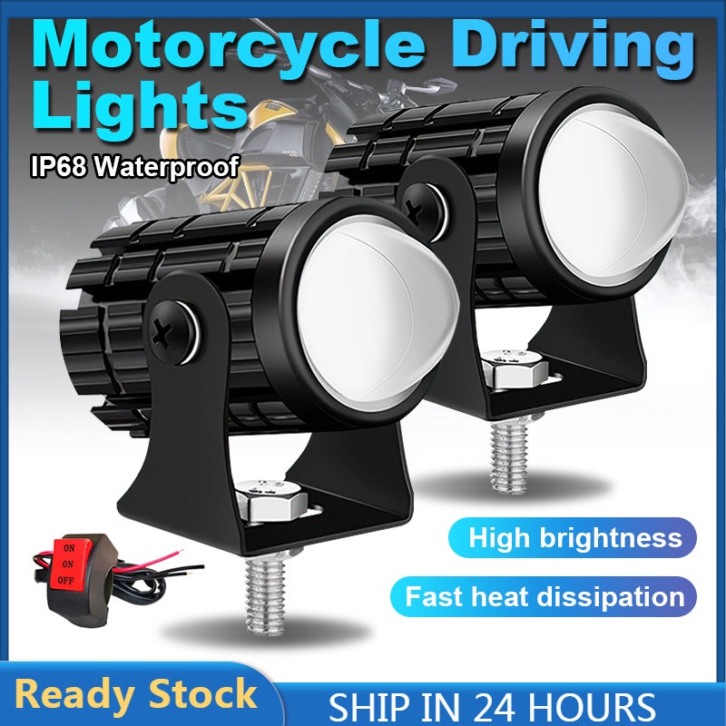 2PCS Mini Driving Light Set 60W Motorcycle Headlight 2 Color Car Dual ...