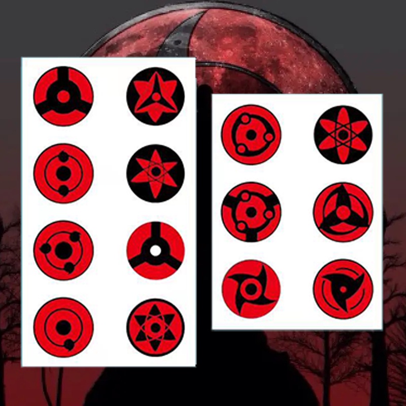Anime Naruto Tattoo Stickers Akatsuki Sharingan Cosplay Waterproof ...