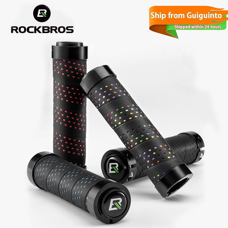 ROCKBROS Bicycle Grips MTB Road Bike Shock Absorption Handlebar Double Lock Ring Handles Anti ...
