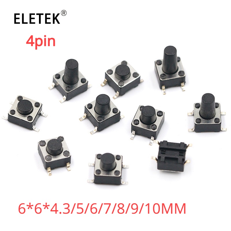 100Pcs Microswitch Panel PCB Momentary Tactile Tact Mini Push Button ...