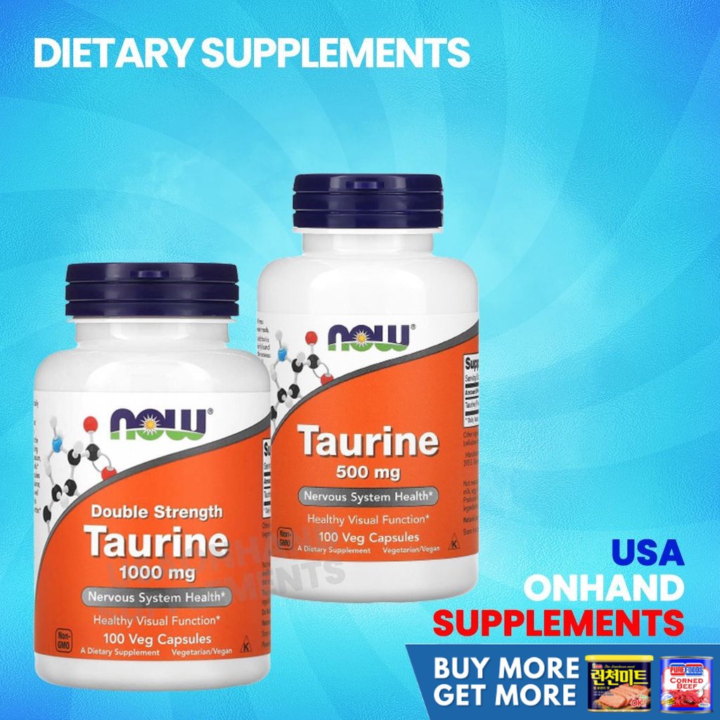 USA Onhand | Now Taurine, Double Strength, 1,000 mg, 500mg, 100 VegCaps ...