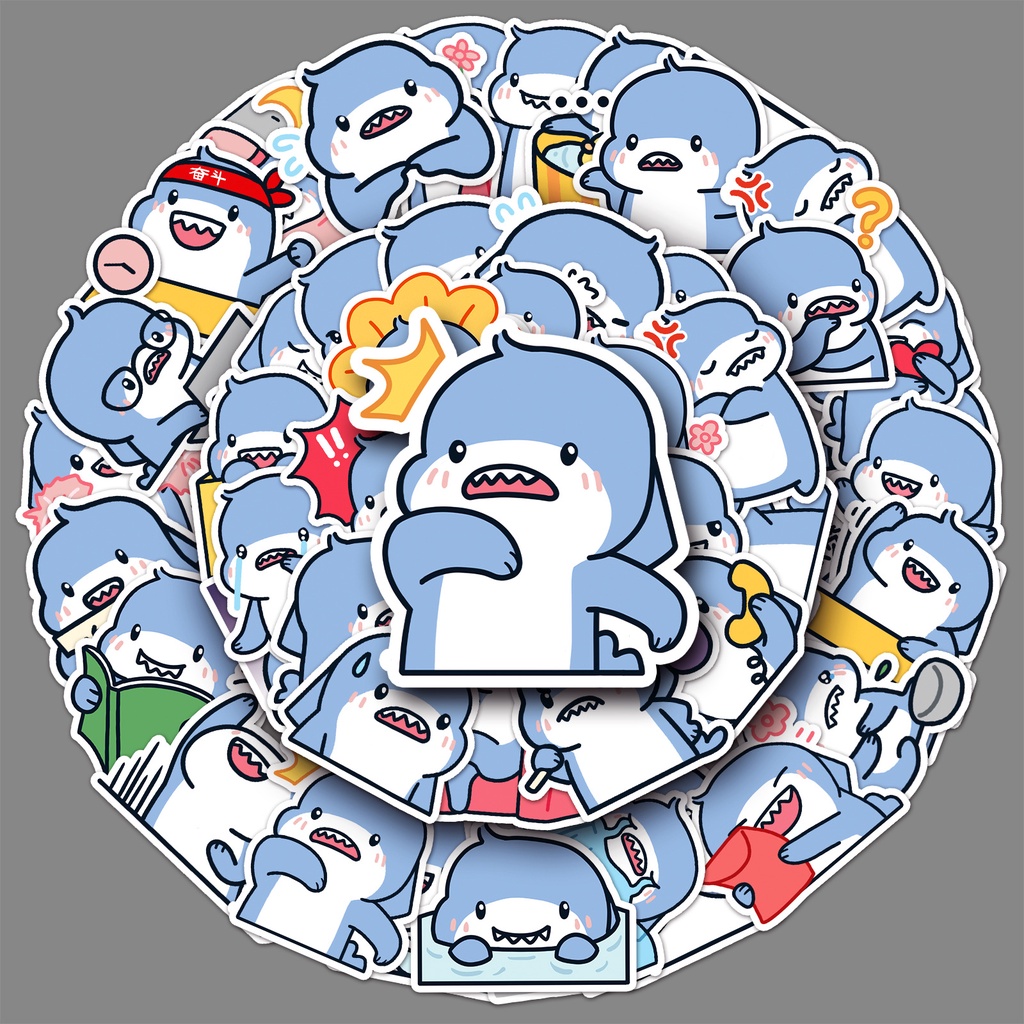 50pcs Cute Shark Stickers Water Bottles Laptop Phone Motorcycle ...