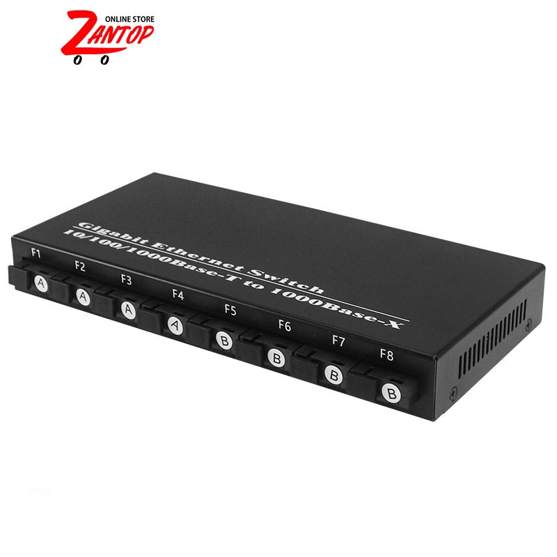 Fiber Switch Gigabit 10/100/1000M Media Converter 8 SC Port and 2 RJ45 ...