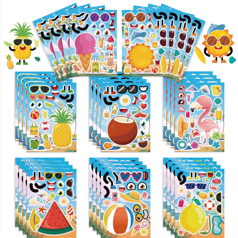 8sheets/set Children's Cartoon Summer Seaside Vacation Theme Puzzle ...
