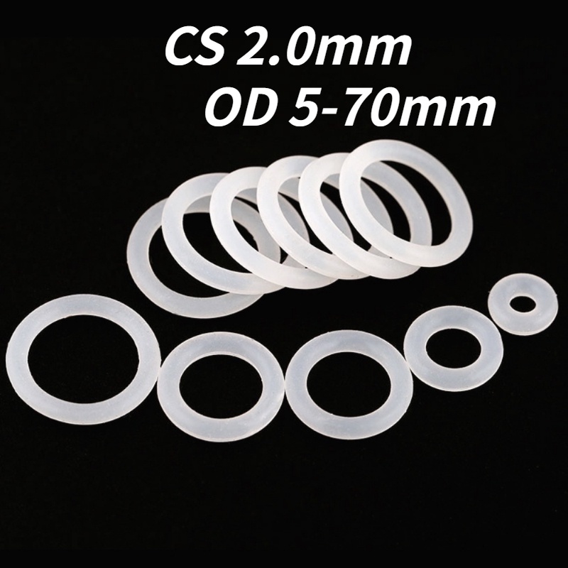Silicone Ring Circle CS2.0mm OD5-90mm O-Ring White Sealing Ring Round ...