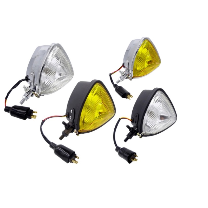 Triangle Motorcycle Headlight Headlight H4 Vintage H / L Beam For ...