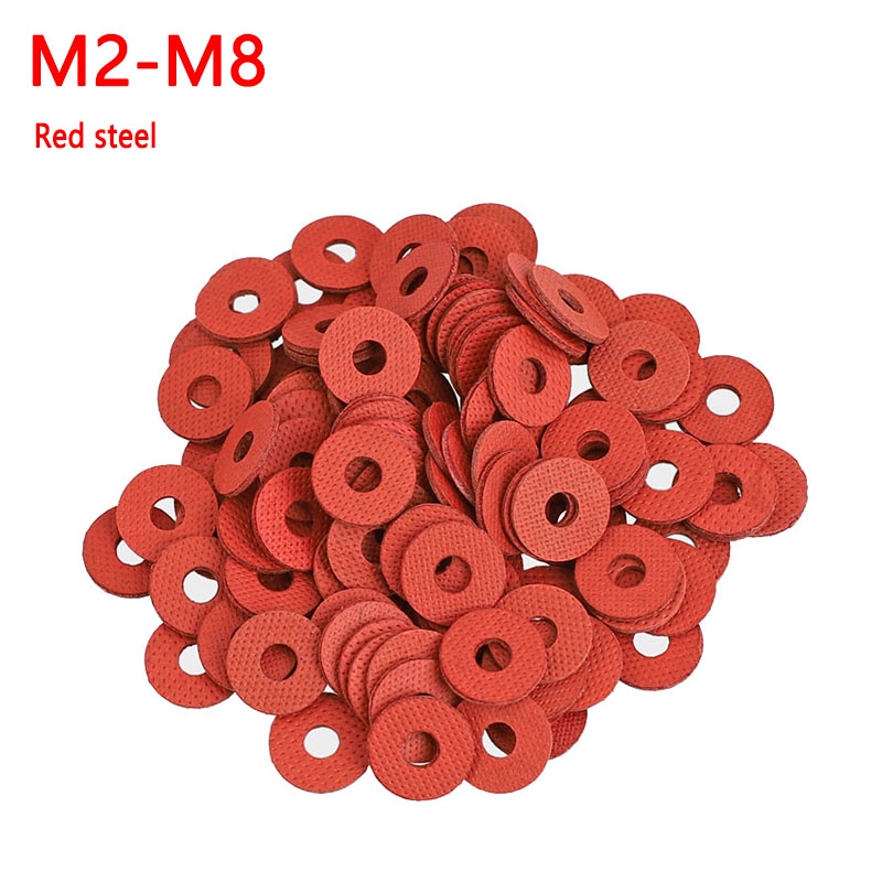 Red Steel Paper Fiber Insulating Flat Washer M2.5 M3.5 M4 M5 M6 M8 ...