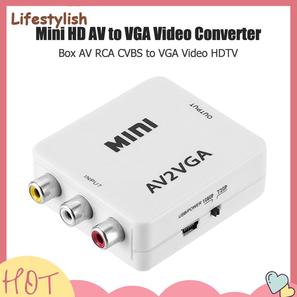 Mini HD AV2VGA Video Converter Box AV RCA CVBS to VGA Video HDTV ...