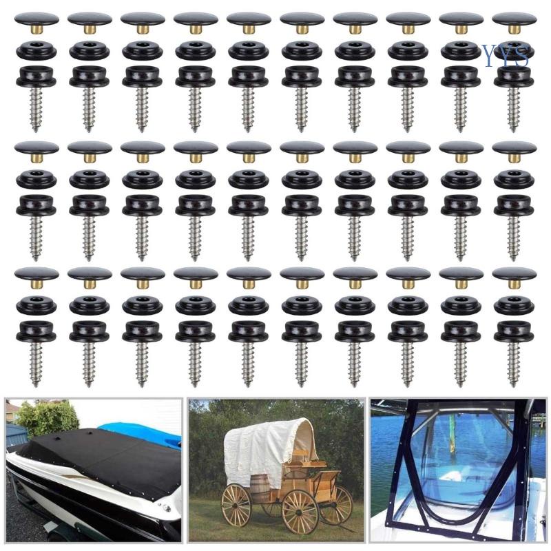 YYS 30 Sets 15mm Screw Press Studs Snaps Fastener Screw Snaps Marine ...