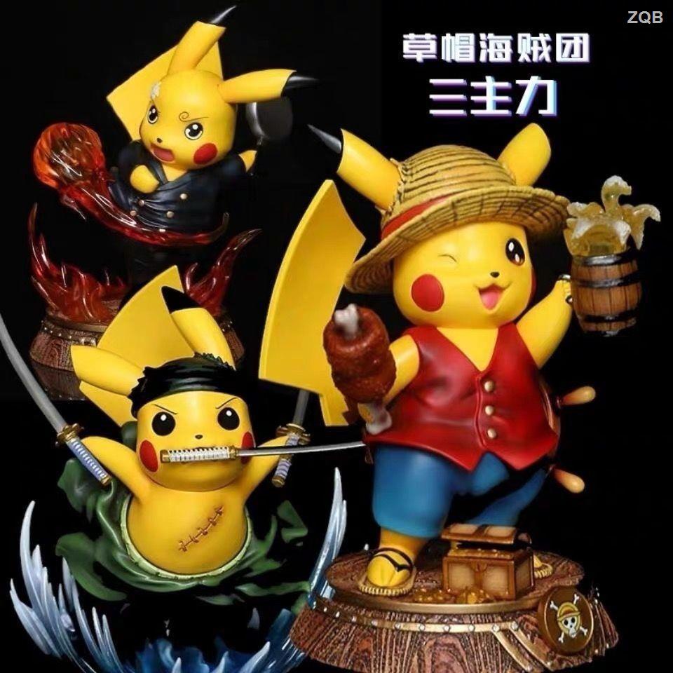 One Piece Pokemon Pikachu COS One Piece Luffy Sanji Zoro Pikachu Figure ...