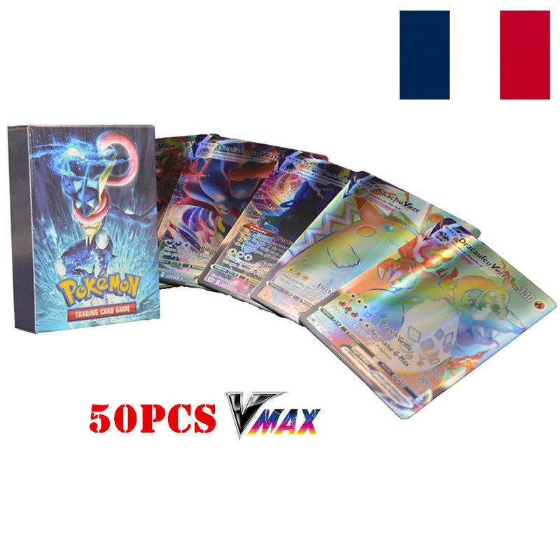 French Pokemon card shiny 50PCs VMAX Charizard Pikachu trading game ...