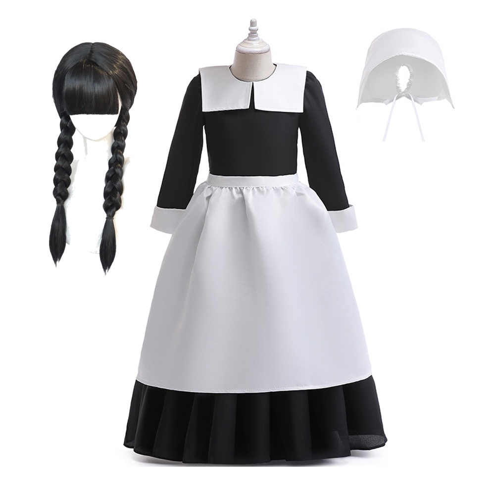 Wednesday Addams Maids Cosplay For Girls Costume Kids Dress Up | Shopee ...
