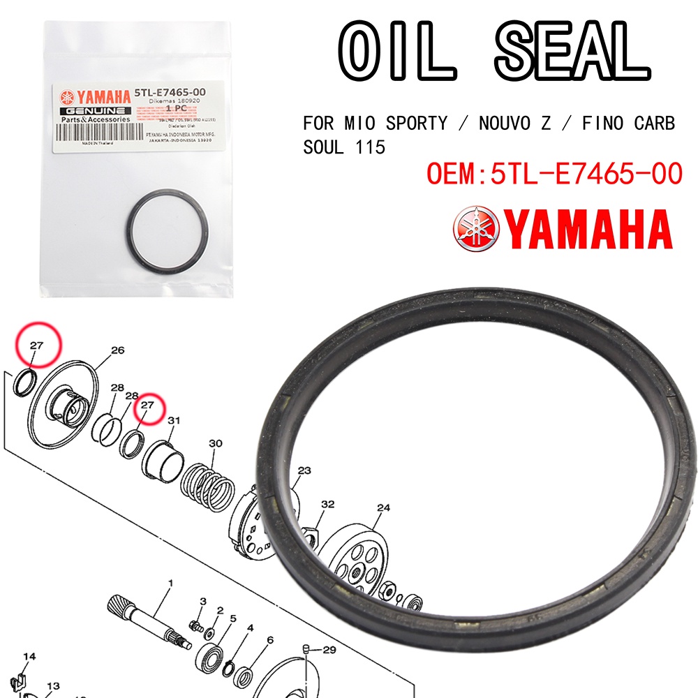 Kenada Racing Oil Seal Torque Drive Mio Sporty Nouvo Soul Fino 5TL-E7465-00 Yamaha Genuine ...