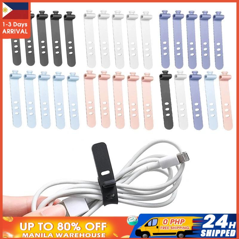 5 Pcs Reusable Silicone Fastening USB Cable Strap Ties Earphone Wire ...