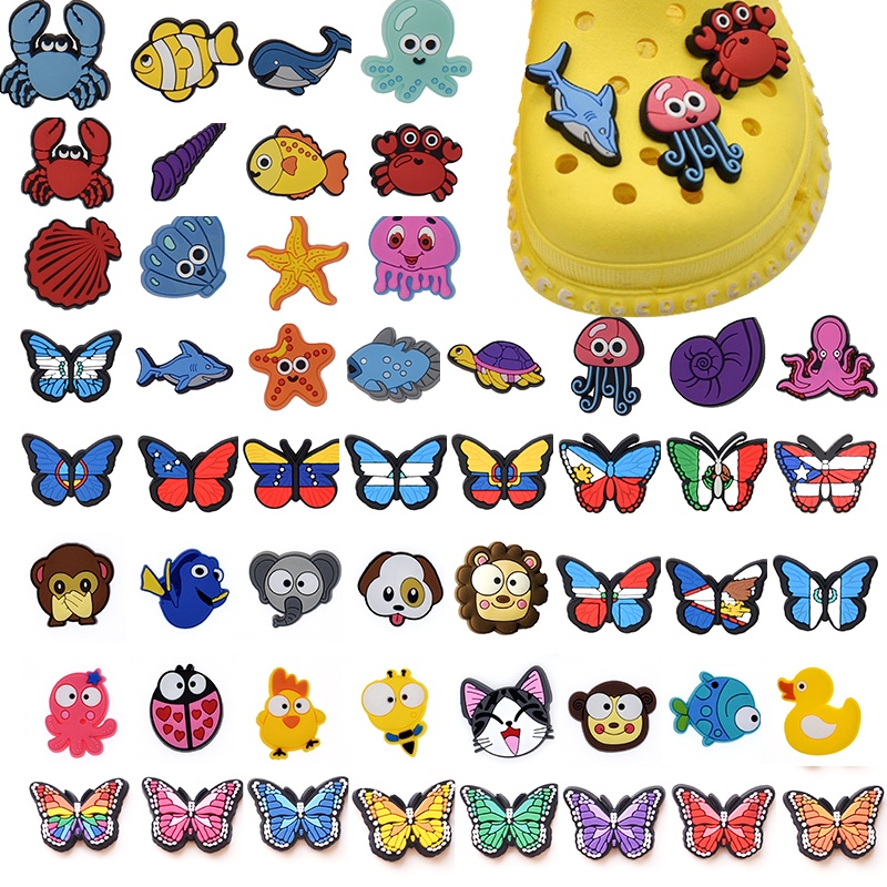 Croc Jibz Pins Borboleta Cartoon DIY Shoes Charm Button | Shopee ...