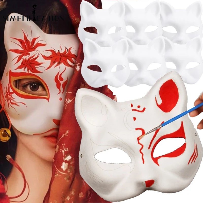 Creative White Cat Half-face Mask/ Dragon Tiger Man Wolf Mask/ Cosplay ...