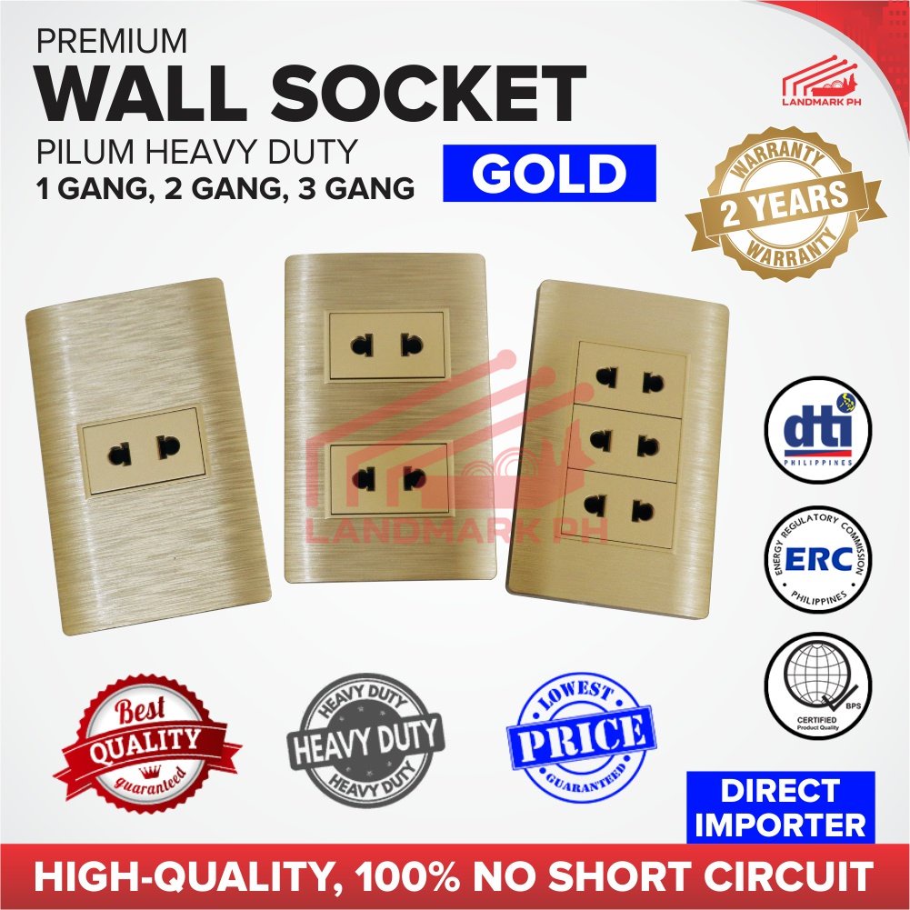 Premium Wall Socket Wide Series 1, 2, 3 Gang GOLD (2 YEARS WARRANTY ...