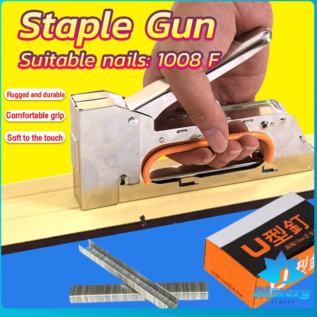 Almery 1008F Staple Gun Tacker Heavy Duty Gun Tacker Staple Gun and ...