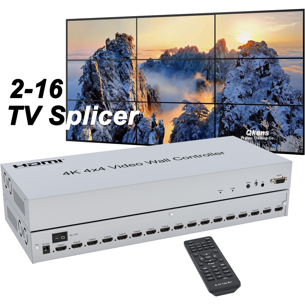 4K 4x4 Video Wall Controller Multi Screen Splicing Processor 2x2 3x3 ...