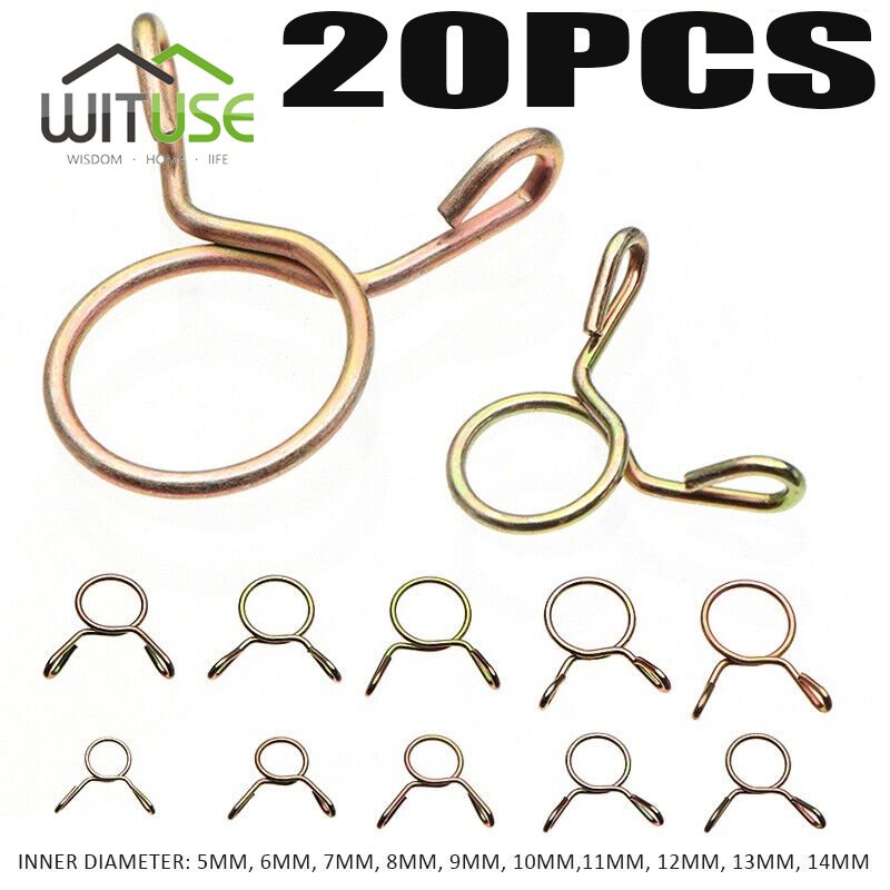 20Pcs Clamps Fuel Hose Spring Clips Assortment Hose Clamps Color zinc ...