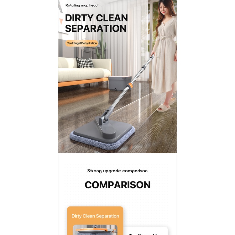 Zolele M16 Self Wash Spin Mop 360 Spinner Flat Mop Clean And Dirty ...