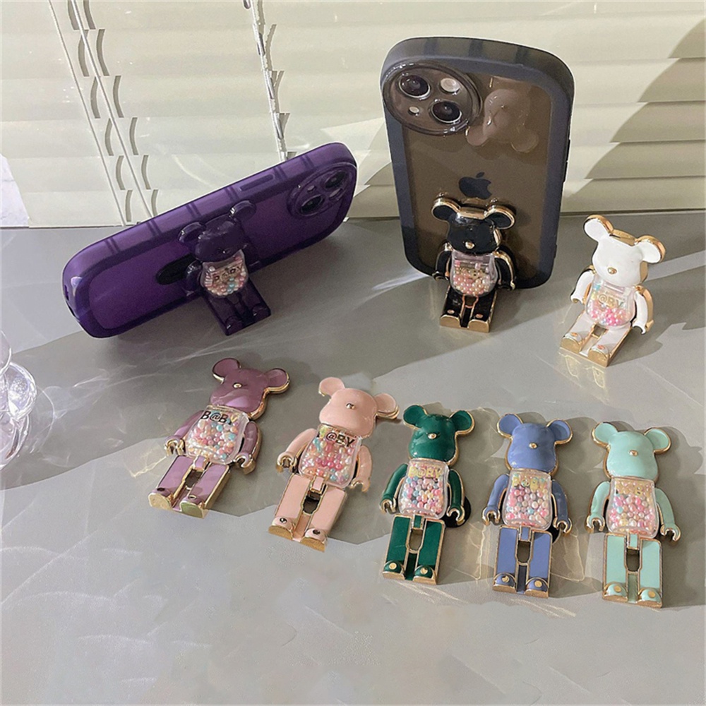 Japan Cute 3D Plating Pearl Bear Griptok Foldable Phone Holder Stand ...