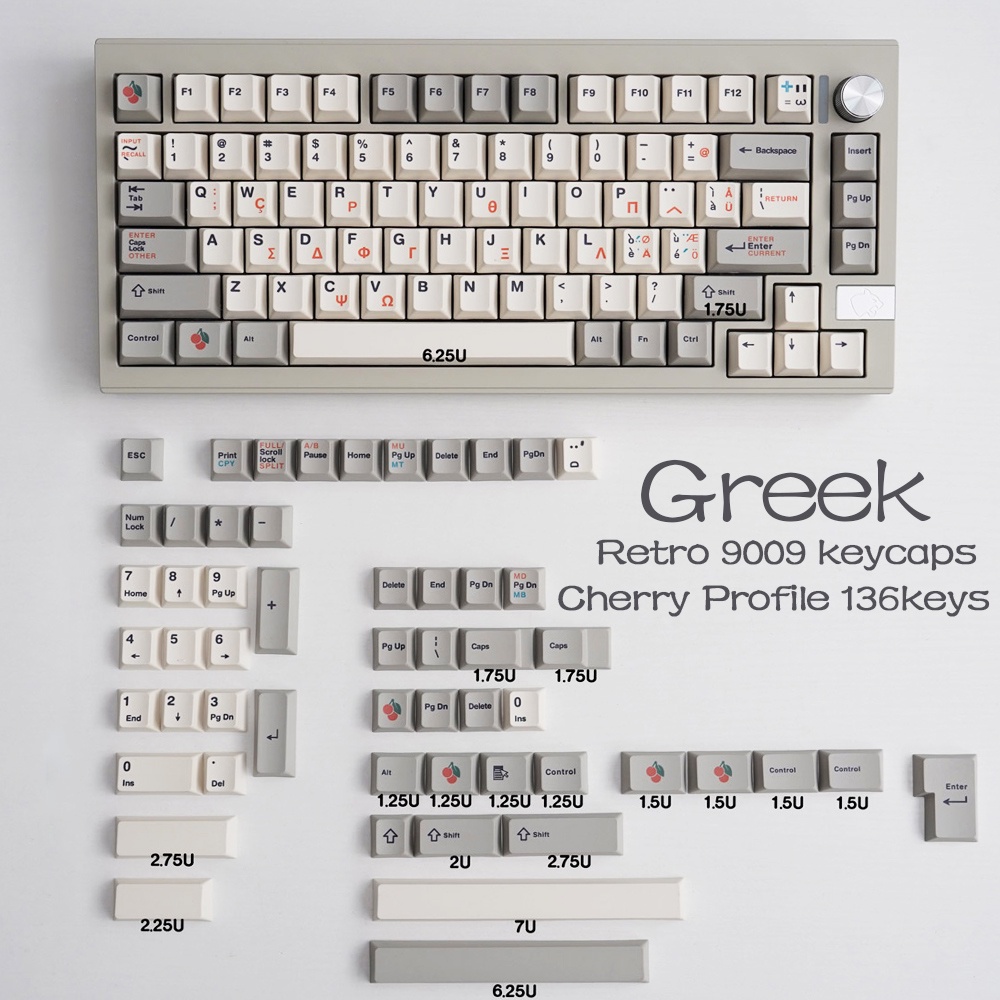 PBT Retro 9009 Greek 136Keys/Set Keycaps Cherry Profile DIY Custom for ...
