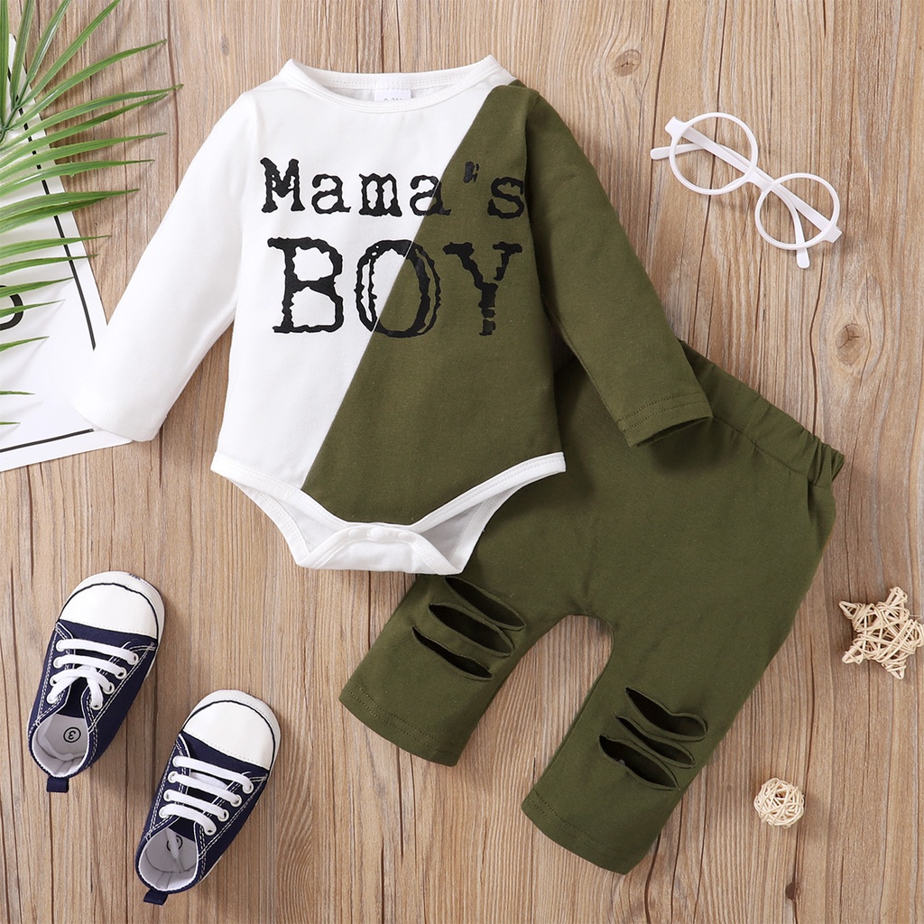 Mikrdoo Baby Boy Letter Clothes for 0-18 Months Green Set | Shopee ...