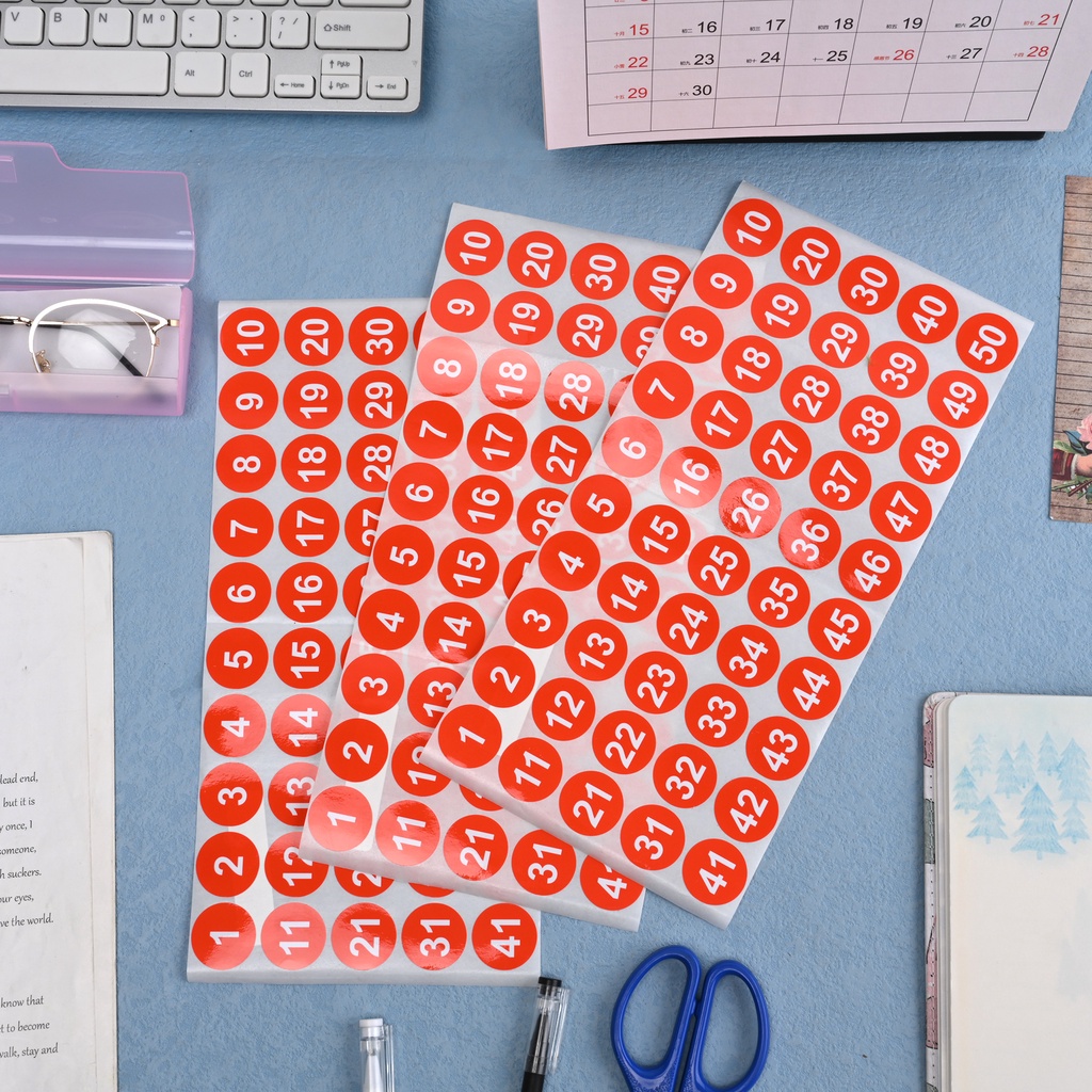 1-50 Waterproof Number Flow Sticker Label Numbering PVC Stickers ...